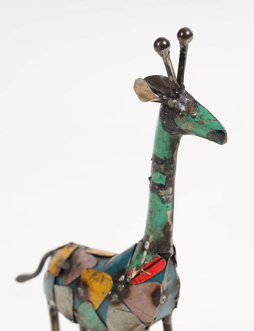 Galvanised & Recycled Iron Giraffe Tabletop Decorative – Vayu Earth