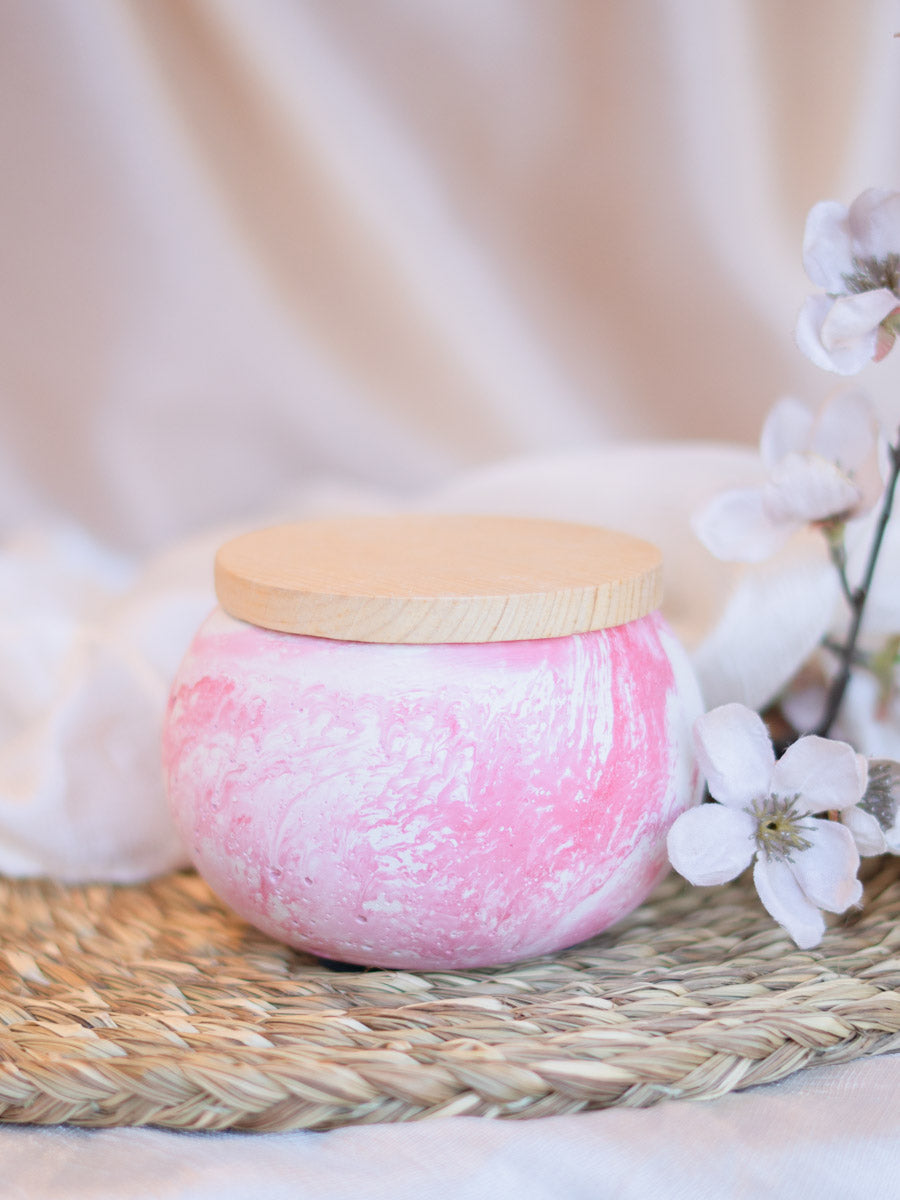 Hand-Poured French Cut Roses Calming Candle - Marbled Concrete Jar wit ...