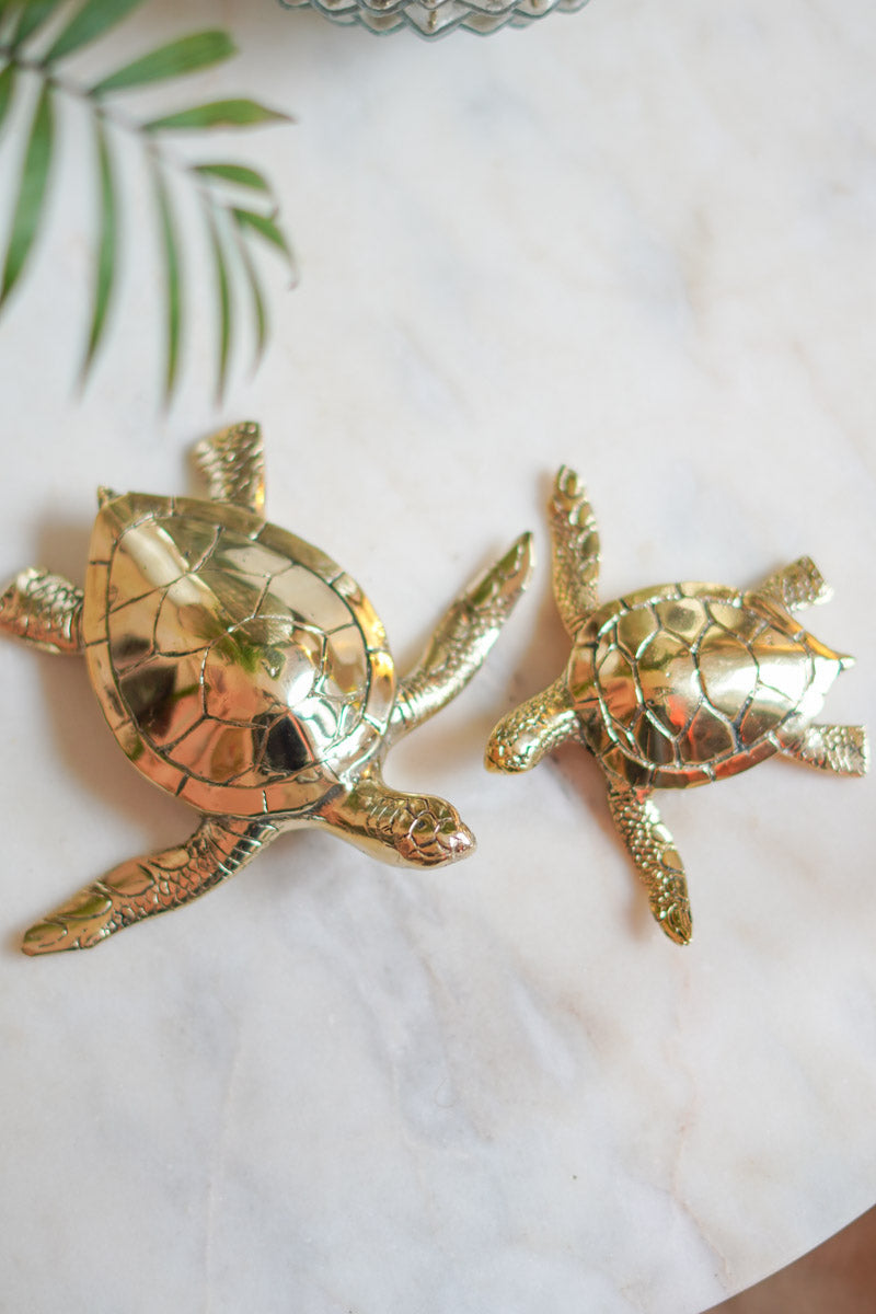 Handcrafted Brass Sea Turtle Tabletop Decor - Large – Vayu Earth