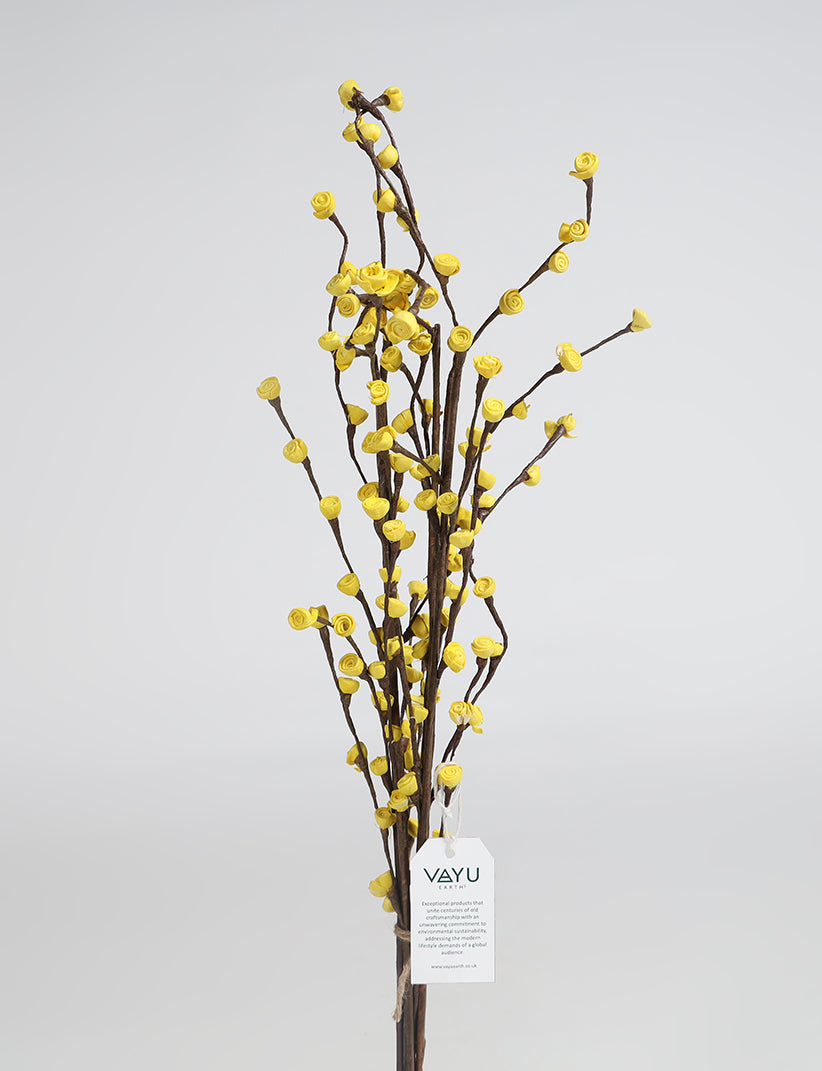 Handcrafted Eco-Friendly Shola Wood Yellow Flower Sticks (Set of 5 ...